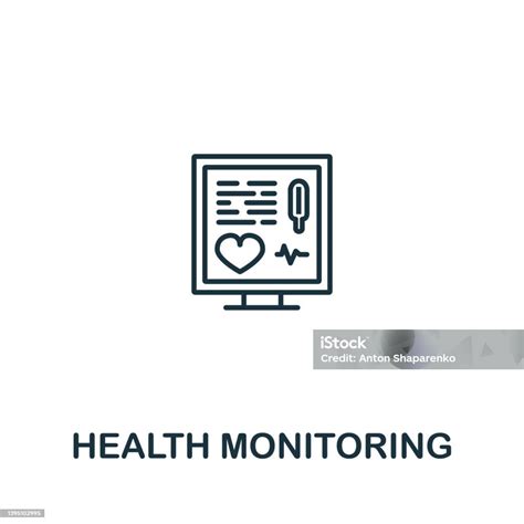 노인 간호 컬렉션의 건강 모니터링 아이콘입니다 간단한 라인 요소 템플릿 웹 디자인 및 인포 그래픽에 대한 상태 모니터링 기호 등측투영법에 대한 스톡 벡터 아트 및 기타