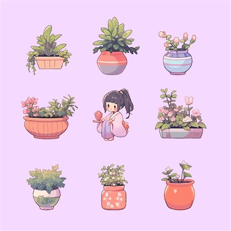 Premium Vector Cute Kawaii Anime Girls Cartoon Illustration