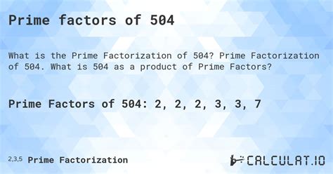 Prime Factors Of 504 Calculatio