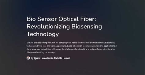Bio Sensor Optical Fiber Revolutionizing Biosensing Technology