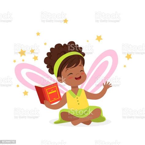 동화 아이 상상력과 판타지 다채로운 문자 벡터 일러스트 레이 션에 대 한 꿈을 책으로 달콤한 아프리카 소녀 검은색에 대한 스톡 벡터 아트 및 기타 이미지 Istock