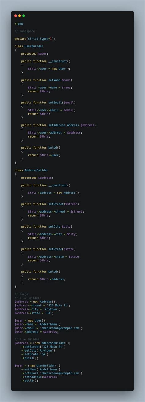 ‏php Builderpattern Laravel Oop Cleancode Designpatterns Softwaredesign‏ ‏abdelrhman