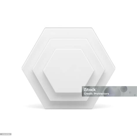흰색 대칭 육각형 다단계 수직 벽 기하학적 기본 기초 3d 요소 벡터 3차원 형태에 대한 스톡 벡터 아트 및 기타 이미지 3차원 형태 6 각도 Istock