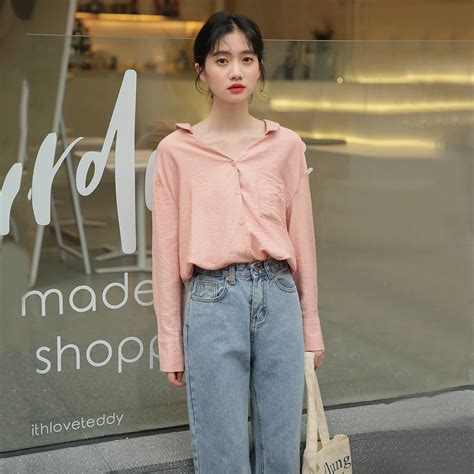 Kawaii 얼짱 러블리 V넥 보우 긴 소매 셔츠 여성용 스위트 하라주쿠 튜닉 탑 여름셔츠 Aliexpress