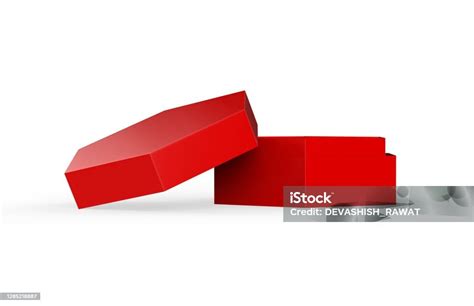 빈 빨간색 골판지 육각형 포장 상자 모형 템플릿 고립 된 흰색 배경 3d 일러스트 0명에 대한 스톡 사진 및 기타 이미지 0명 3차원 형태 가방 Istock