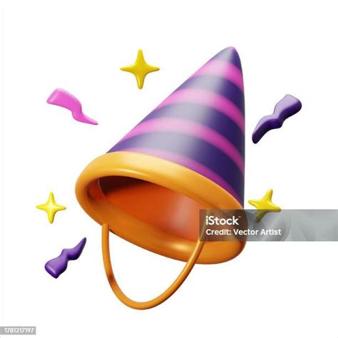 색종이 3d 아이콘 일러스트 렌더링 디자인과 새해 파티 콘 모자 3차원 형태에 대한 스톡 벡터 아트 및 기타 이미지 3차원 형태 아이콘 12월 31일 Istock