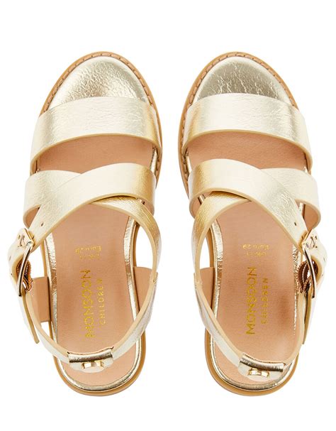 Metallic Strap Heeled Sandals Gold Girls Sandals Monsoon Global