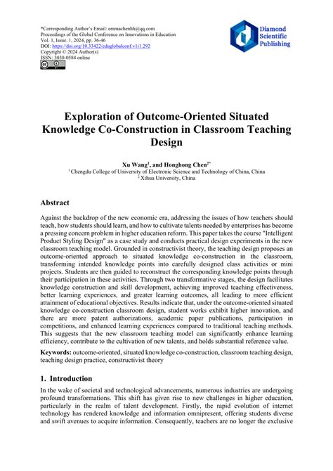 Pdf Exploration Of Outcome Oriented Situated Knowledge Co Construction In Classroom Teaching