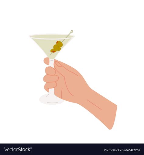 Female Or Male Hand Holding Martini Glass Vector Image