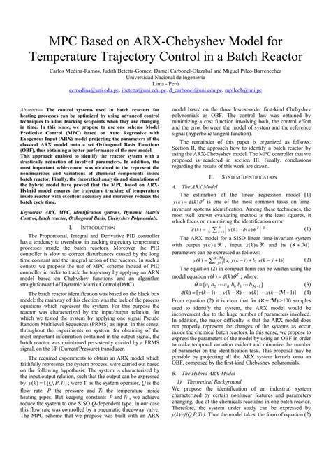 pdf mpc based on arx chebyshev model for temperature trajectory