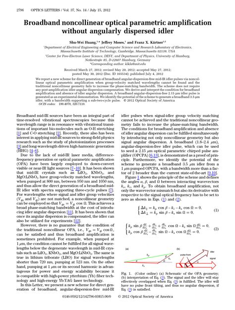 Pdf Broadband Noncollinear Optical Parametric Amplification Without