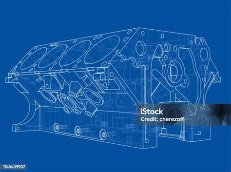 엔진 블록 스케치 3d의 벡터 렌더링 0명에 대한 스톡 벡터 아트 및 기타 이미지 0명 3차원 형태 공학 Istock