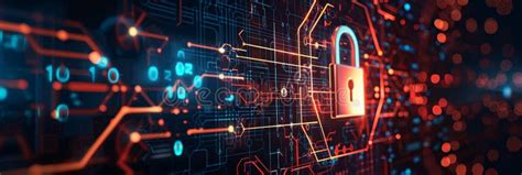 An Abstract Depiction Of Cybersecurity Elements Including Digital Locks Shields And Network