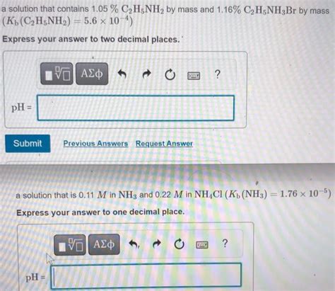 Solved 1 A Solution That Contains 105 C2h5nh2 By Mass And