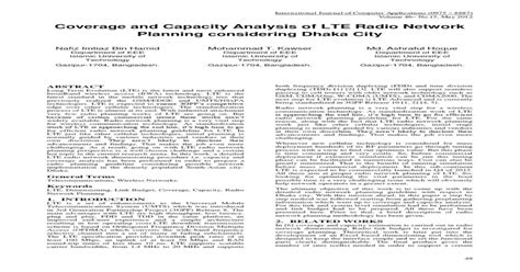 Download Pdf Coverage And Capacity Analysis Of Lte Radio Network