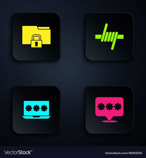 Set Password Protection Folder And Lock Laptop Vector Image