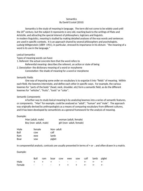 Semantics Pdf Semantics Word