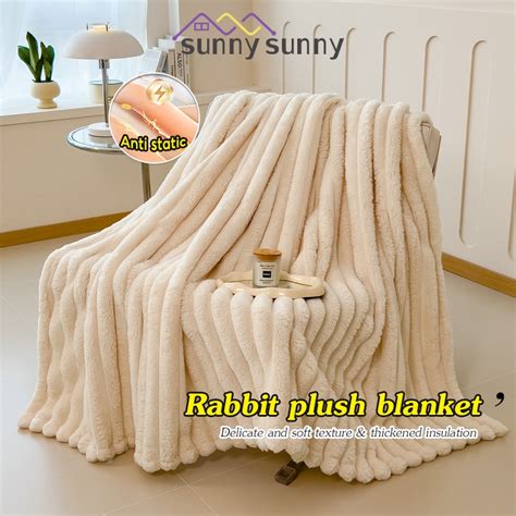 Sunnysunny Luxury Rabbit Wool Blanket Super Soft Milk Thicked Blanket
