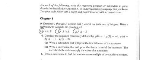 Solved For Each Of The Following Write The Requested Chegg