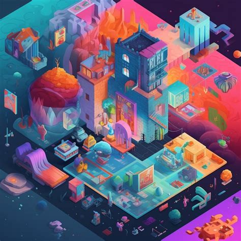 Una Ilustración Digital De Una Ciudad Con Muchos Edificios Y Las Palabras La Palabra Foto