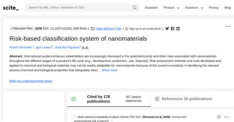 Citation Report Risk Based Classification System Of Nanomaterials