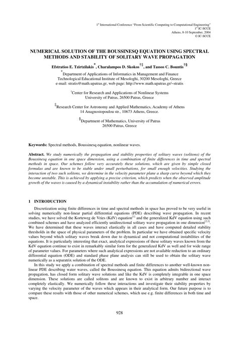 Pdf Numerical Solution Of The Boussinesq Equation Using Spectral
