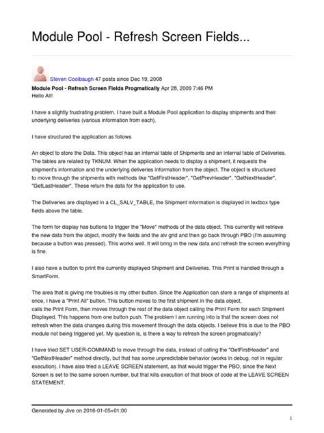 Module Pool Refresh Screen Pdf Software Development Information Technology Management