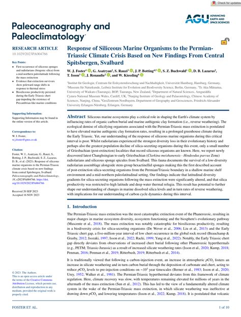 Pdf Response Of Siliceous Marine Organisms To The Permian‐triassic
