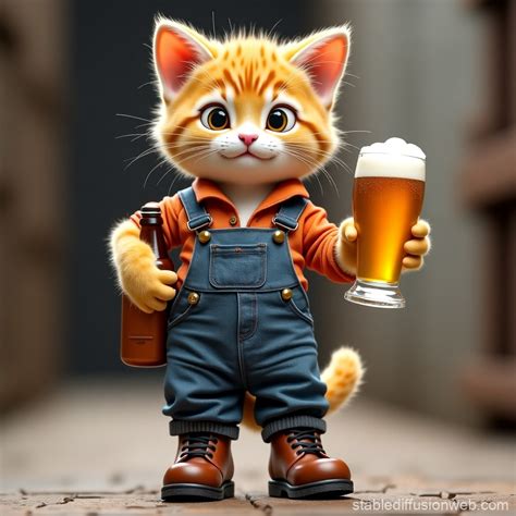 Cute Worker With Beer Stable Diffusion Online