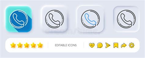 Call Center Service Line Icon Phone Support Sign Neumorphic Buttons Vector Stock Illustration