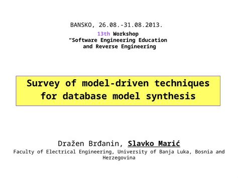 Pptx Survey Of Model Driven Techniques For Database Model Synthesis Dokumentips