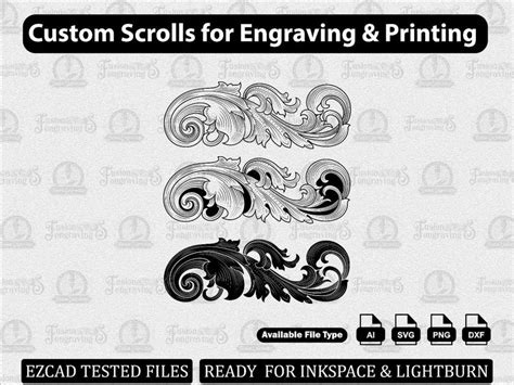 Custom Scroll Design Svg For Laser Engraving And Printing Floral Scroll Svg Scroll Scroll Svg