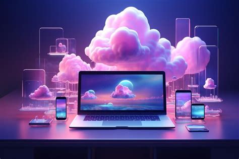 Premium Photo Iot 3d Cloud Computing Hosting Technology With