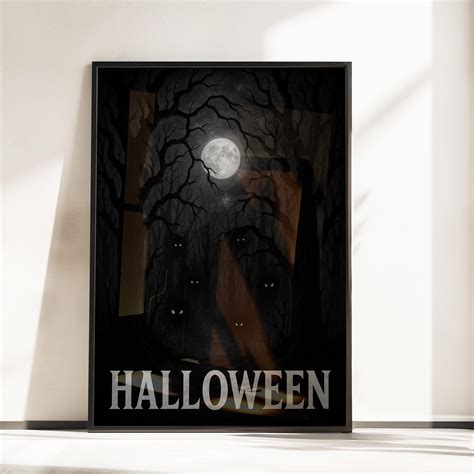 Msfcon Spooky Forest Halloween Wall Art Haunted Woods Print Gothic