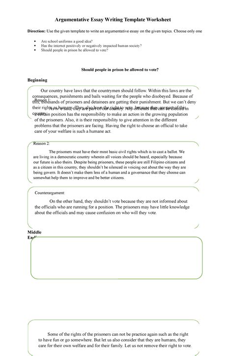 Brown White Argumentative Writing Worksheet Template And Ideas For Worksheets Library