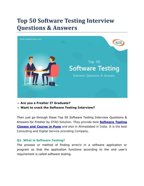 Ppt Top 50 Software Testing Interview Questions And Answers Stad