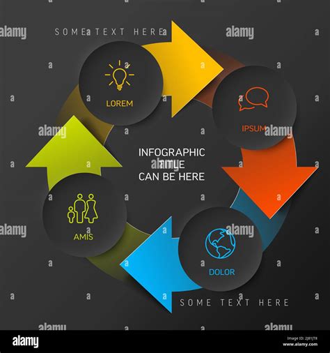 Vector Progress Cycle Steps Template With Descriptions Icons And
