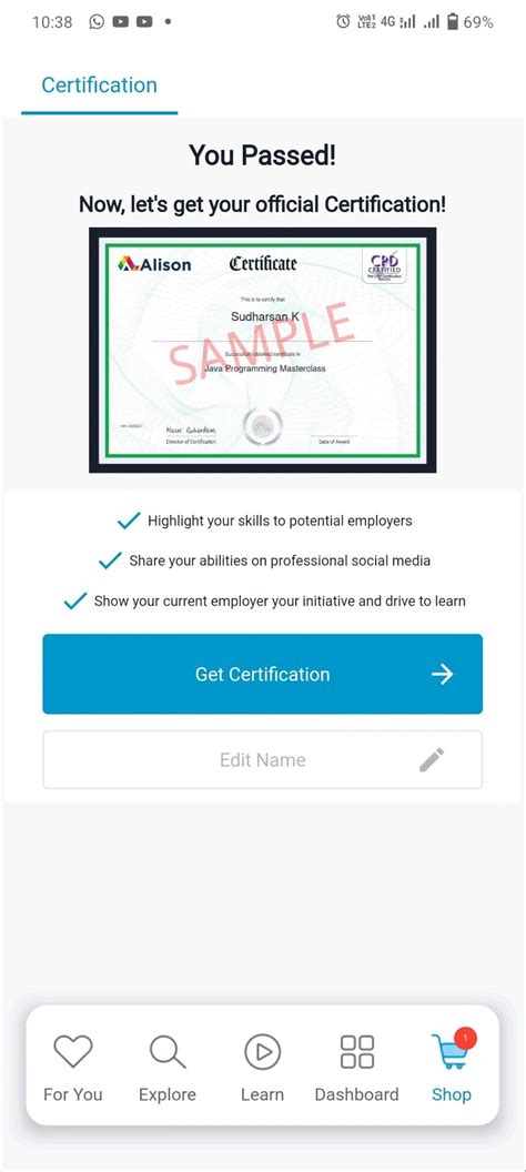 I Am Completed My Java Programming Masterclass At Alison Online And The Sample Certificate Image