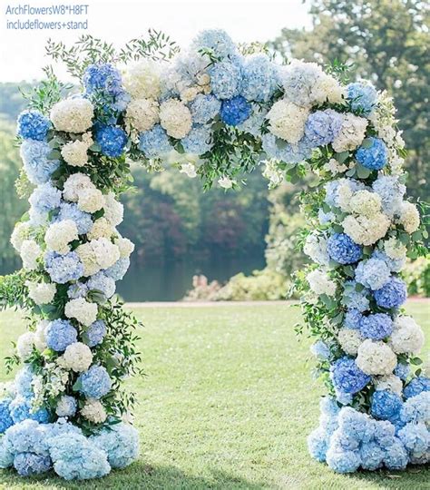 Blue And White Hydrangea Arch Flowers Wedding Backdrop Party Decor Etsy