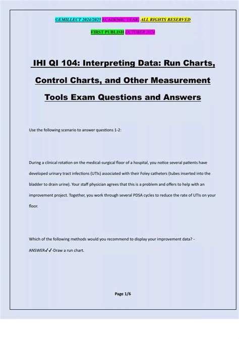 Ihi Qi 104 Interpreting Data Run Charts Control Charts And Other Measurement Tools Exam