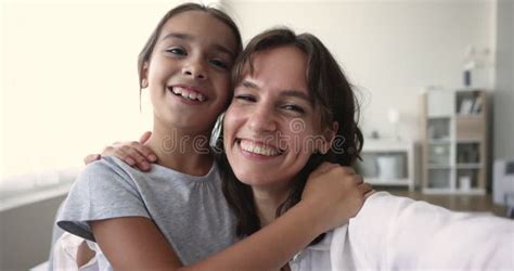 Woman And Daughter Pose In Front Of Camera Closeup Stock Footage Video Of Love Happy 273788762