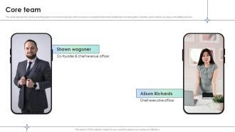 Core Team Health Insurance Mobile Application Investor Funding Elevator Pitch Deck PPT Template