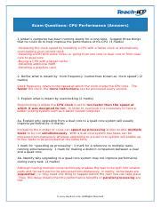 AnswerKey CPUPerfExamQuestions Doc Exam Questions CPU Performance Answers 1 Jordan S Computer