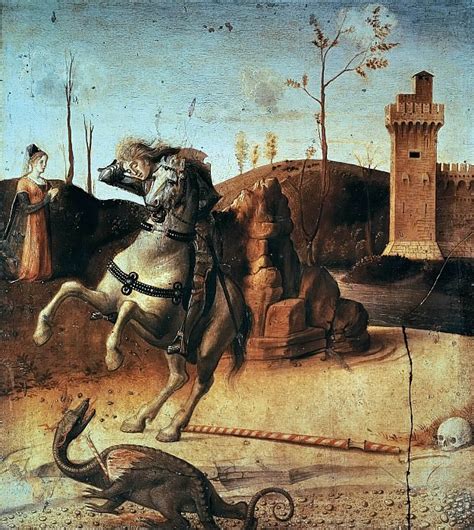 Алтарь Пезаро фрагмент Святой Георгий убивающий дракона картина — Джованни Беллини