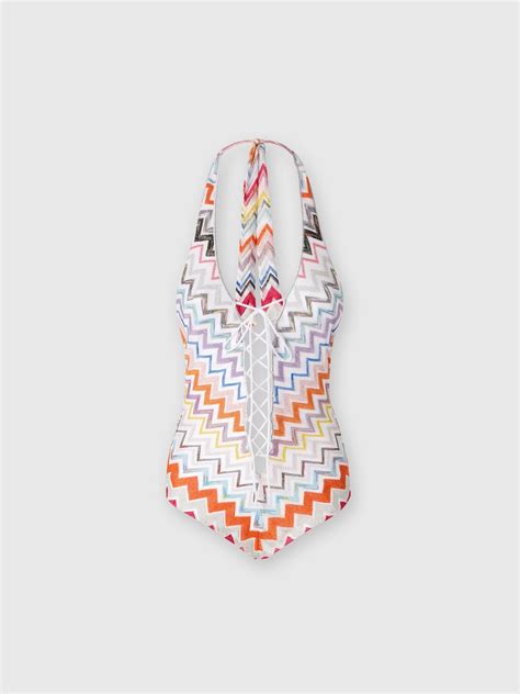 Viscose Zigzag One Piece Swimming Costume With Lurex Multicoloured Missoni