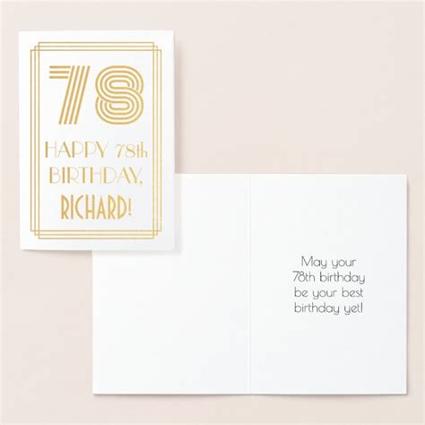 78th Birthday Art Deco Inspired Look 78 Name Foil Card Zazzle