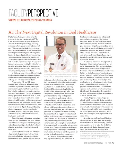 Faculty Perspective By Dr Markus Blatz Penn Dental Medicine