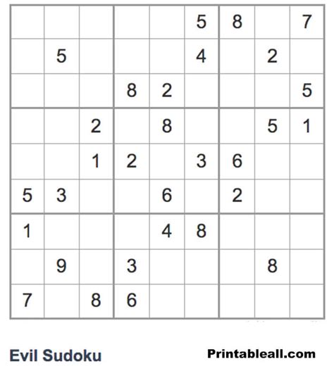Printable Evil Sudoku Printablelib Printable Evil Sudoku Printablelib