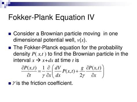 Ppt Fokker Planck Equation And Its Related Topics Powerpoint Presentation Id4118250