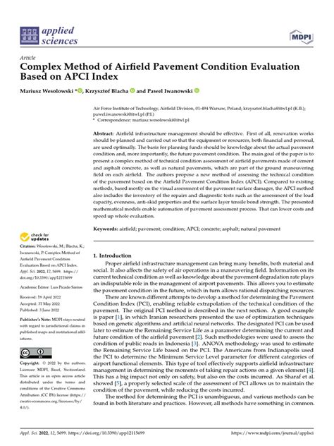 Complex Method Of Airfield Pavement Condition Evalution Based On Apci Index Pdf Road Surface